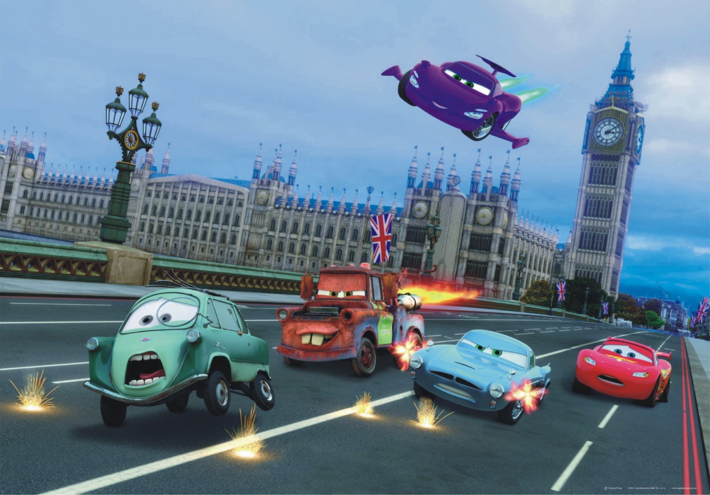 XXL Poster Fototapete Tapete Disney Cars 2 London Jagd Big Ben Foto 160 ...